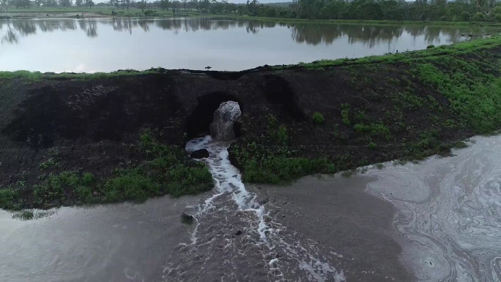 Water gushes through dam wall breach - ABC News