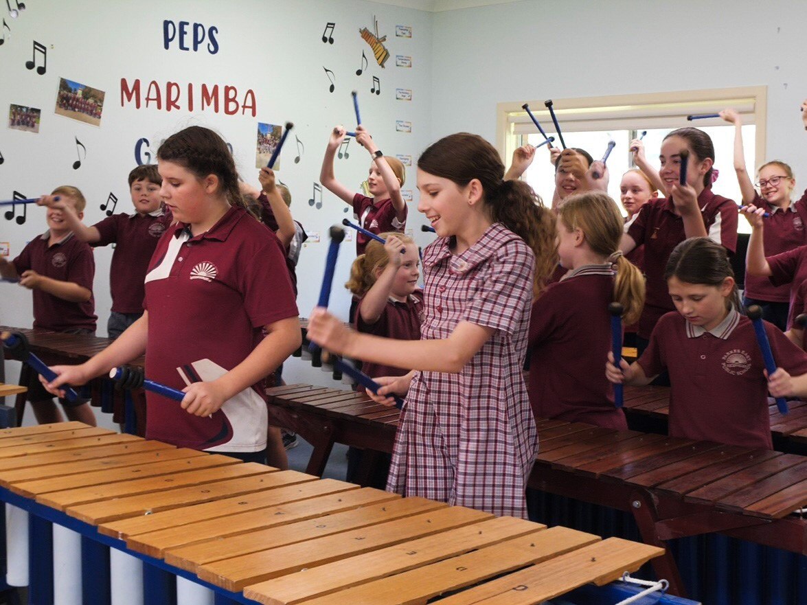 Parkes East Public School students share teacher's love for playing the marimba - ABC News
