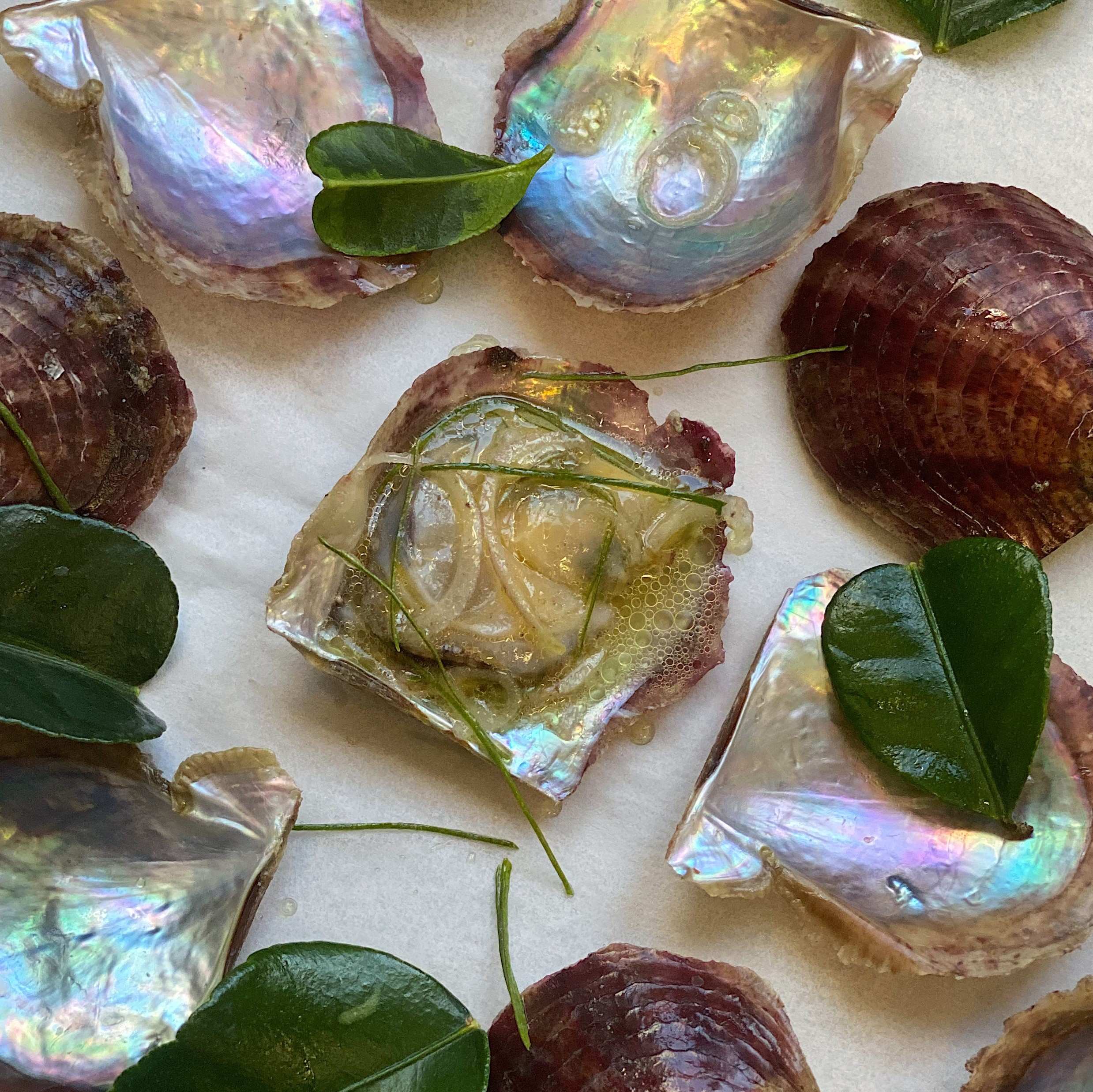 Akoya oysters, kaffir lime leaf and shallot oil - ABC News