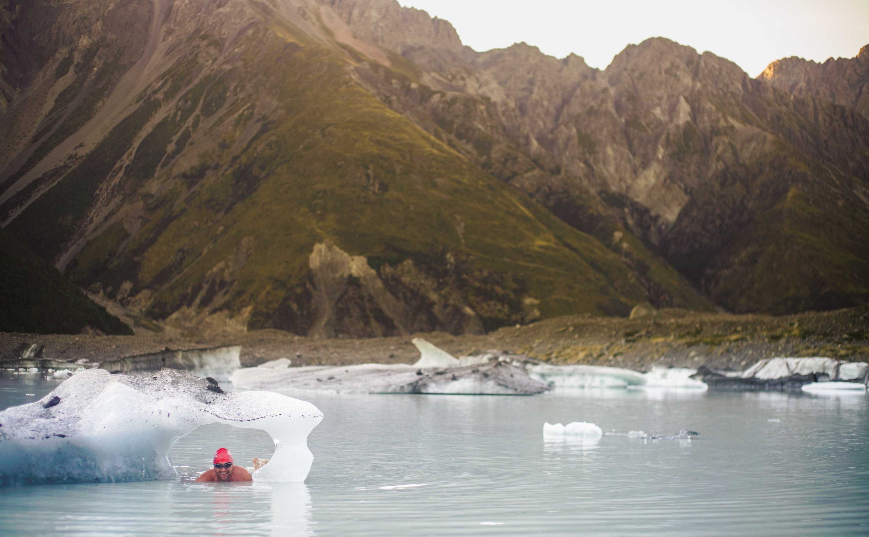 Outdoor swim enthusiast travels to New Zealand to swim with icebergs ...