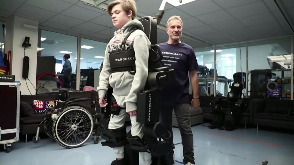 French dad builds robotic exoskeleton to help son walk - ABC News