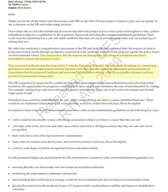 Pembroke's Olive Downs coal mine approved despite department's concerns ...