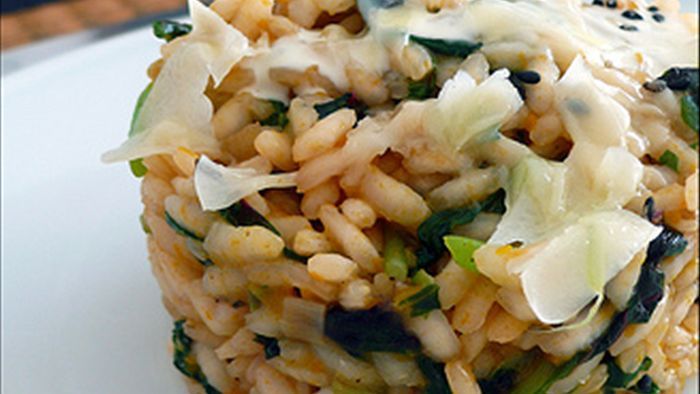 Pumpkin, chicken and spinach risotto - ABC News