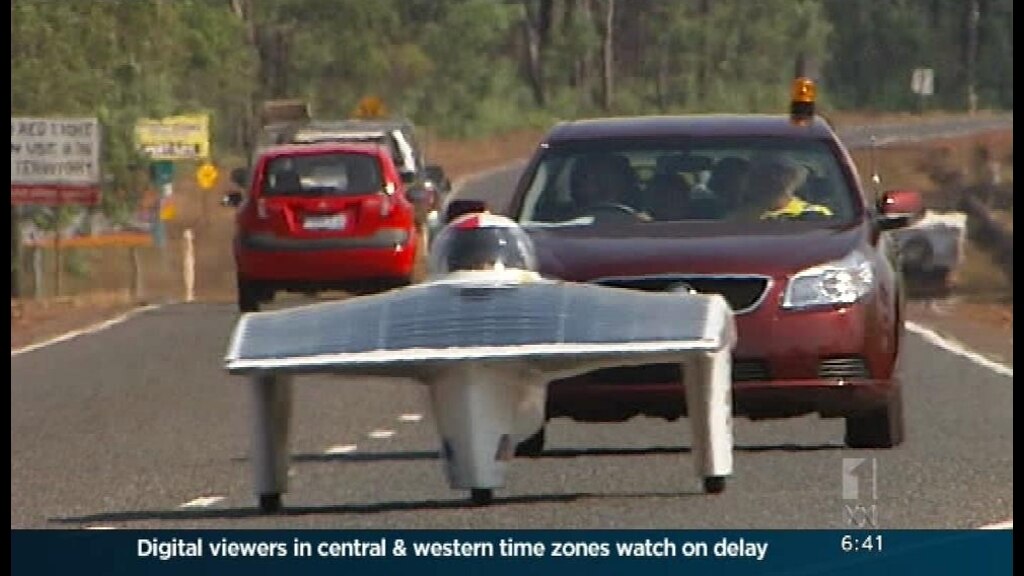 Car catches fire during world solar race - ABC News