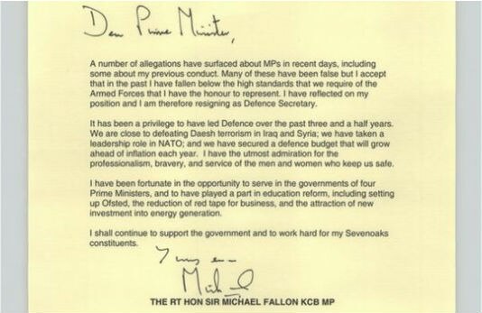 Michael Fallon: UK defence minister resigns after apologising for ...