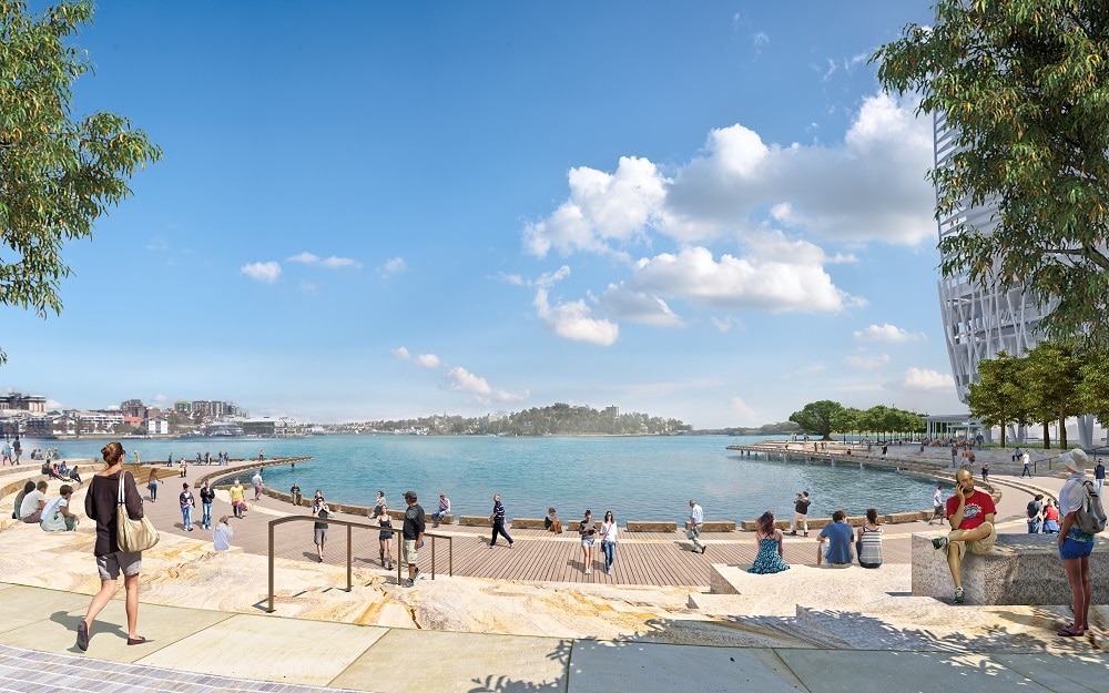 New Barangaroo park includes public pier where visitors can dangle ...