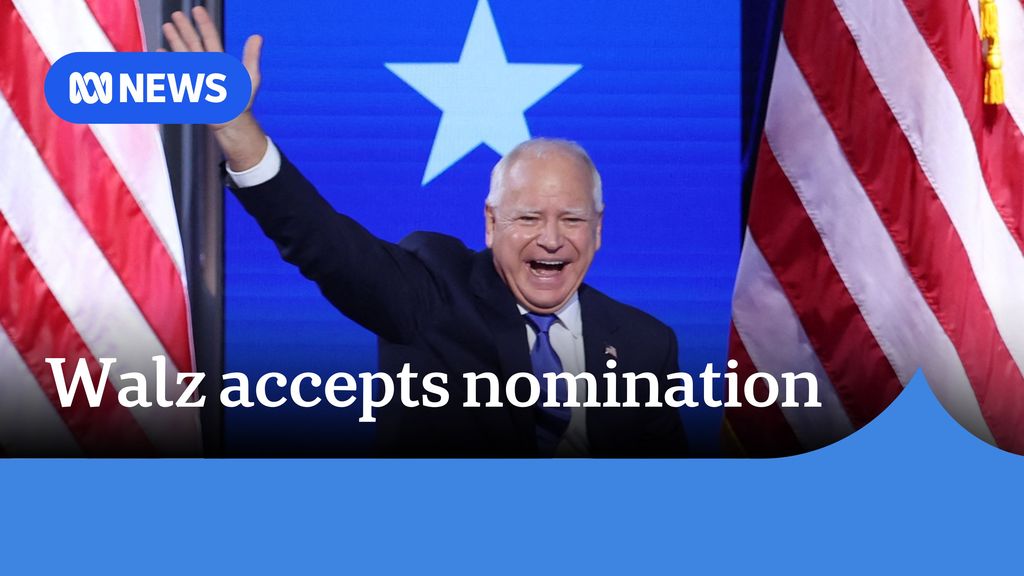 Tim Walz formally accepts Democratic party Vice President nomination ...