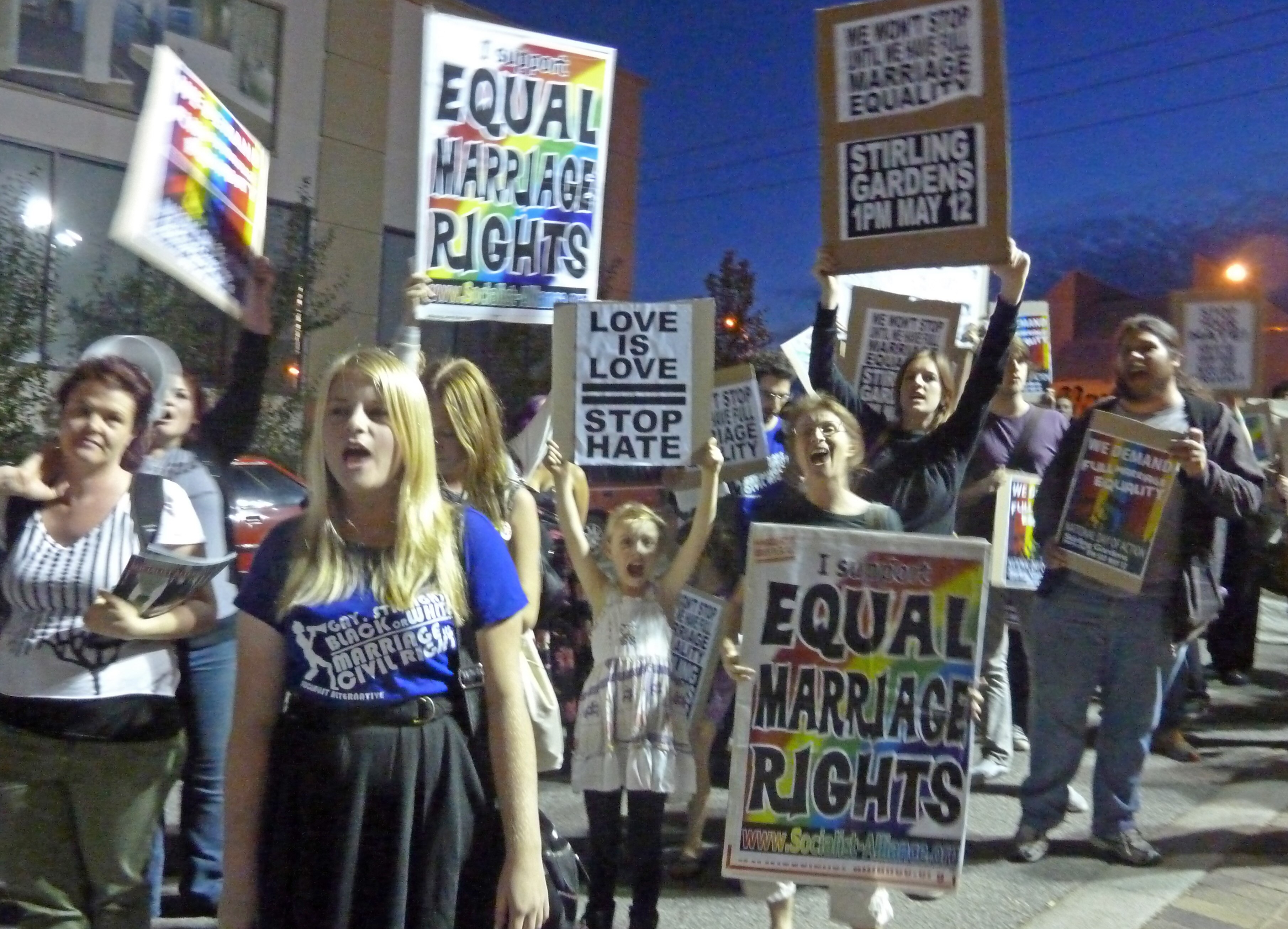 Gay rights protesters rally outside Court's church - ABC News