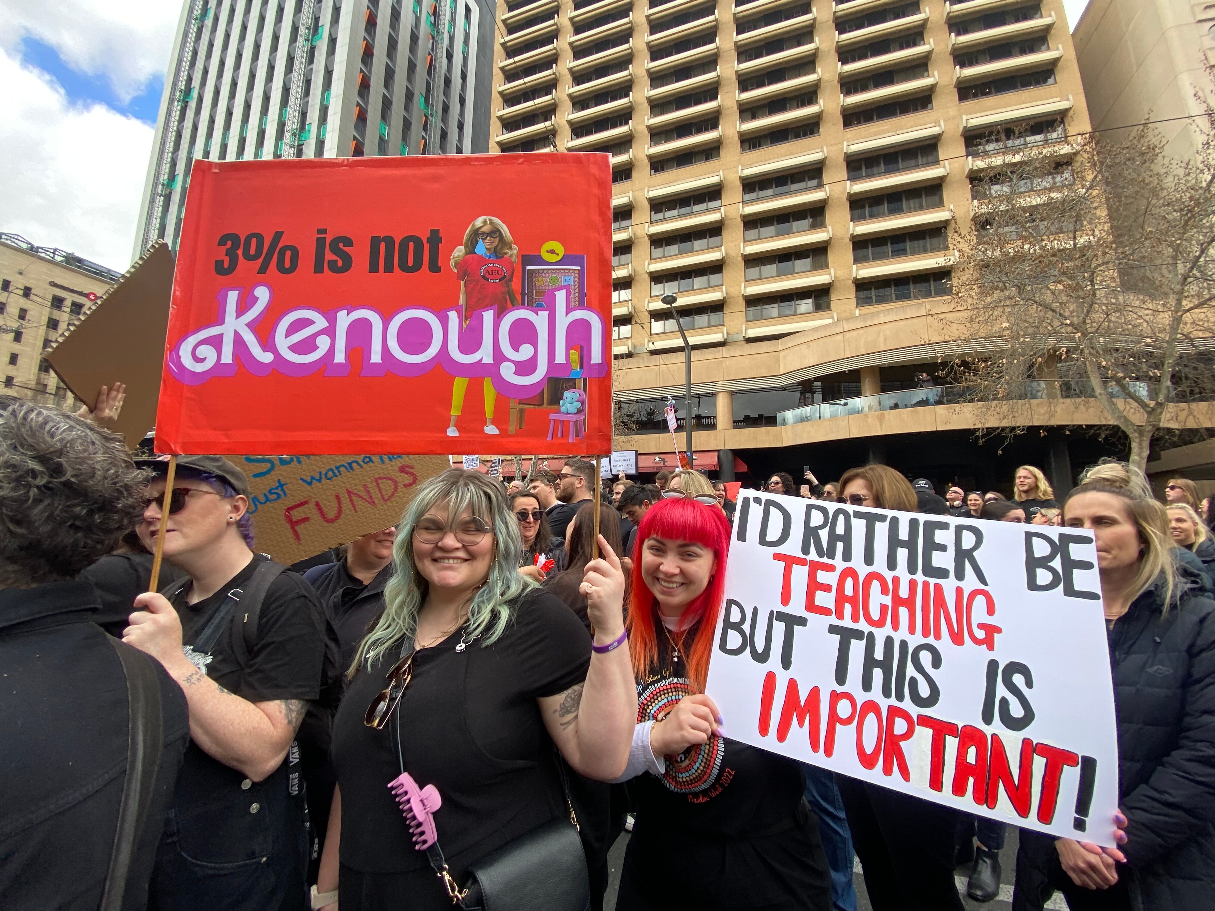 SA public school teachers protest outside Parliament House during ...
