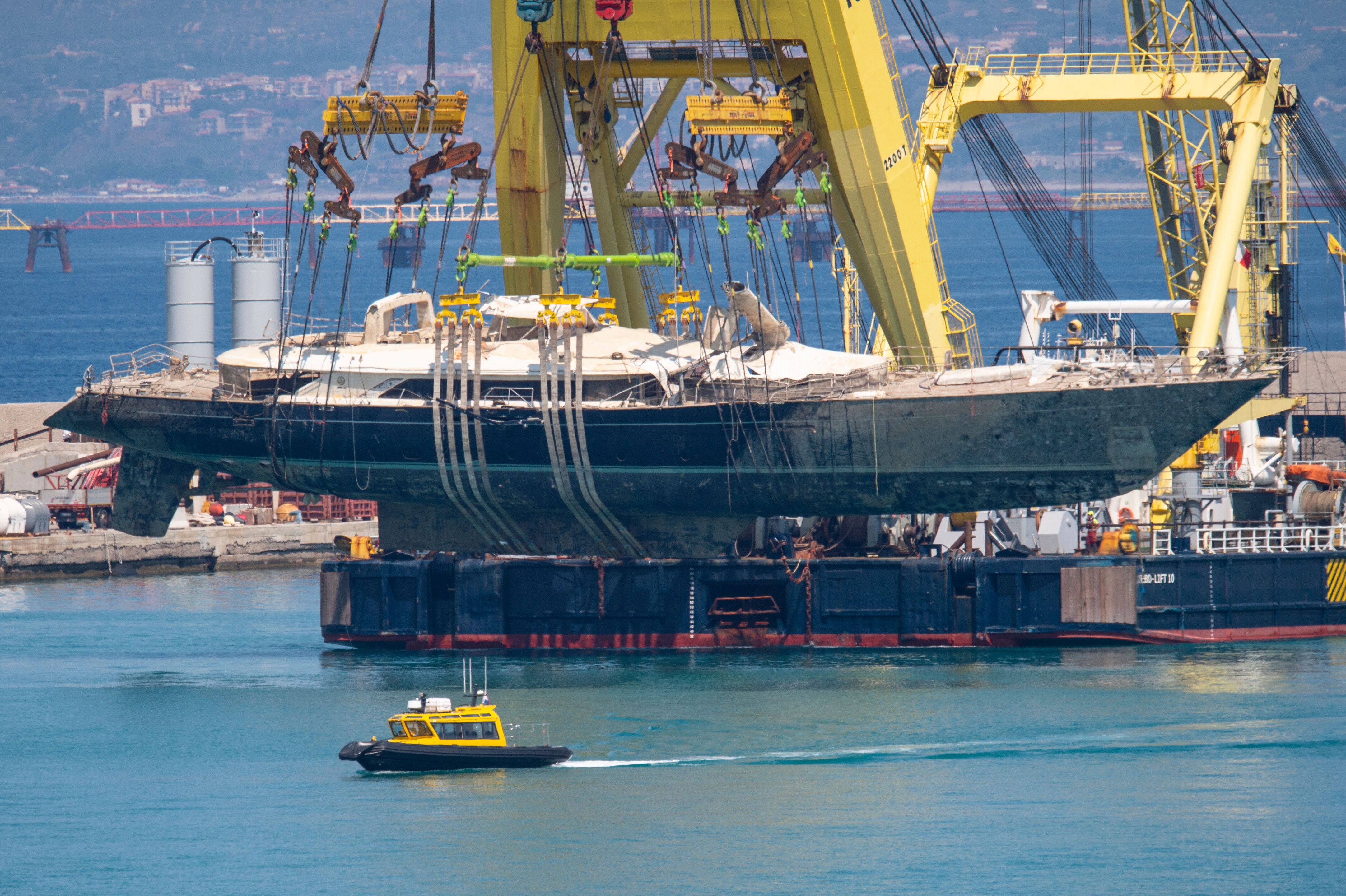 Inside the 'delicate' operation to hoist Mike Lynch's superyacht back ...