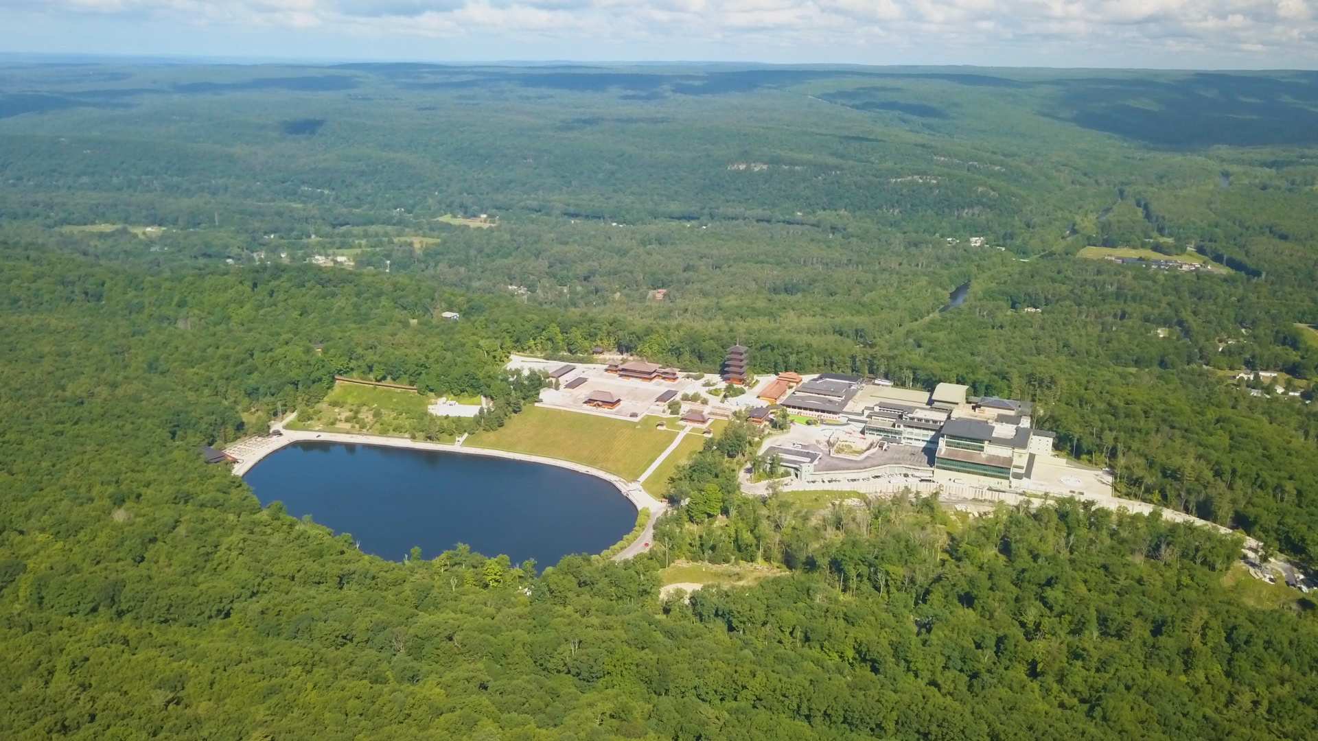 Flying over Dragon Springs, the headquarters of Falun Gong. - ABC News