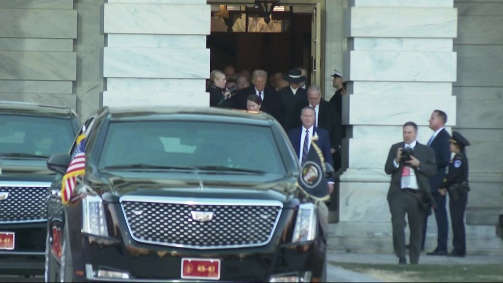 Donald Trump leaves Capitol Hill. - ABC News