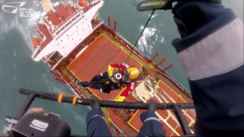 Emergency services assess cargo ship to determine rescue feasibility ...