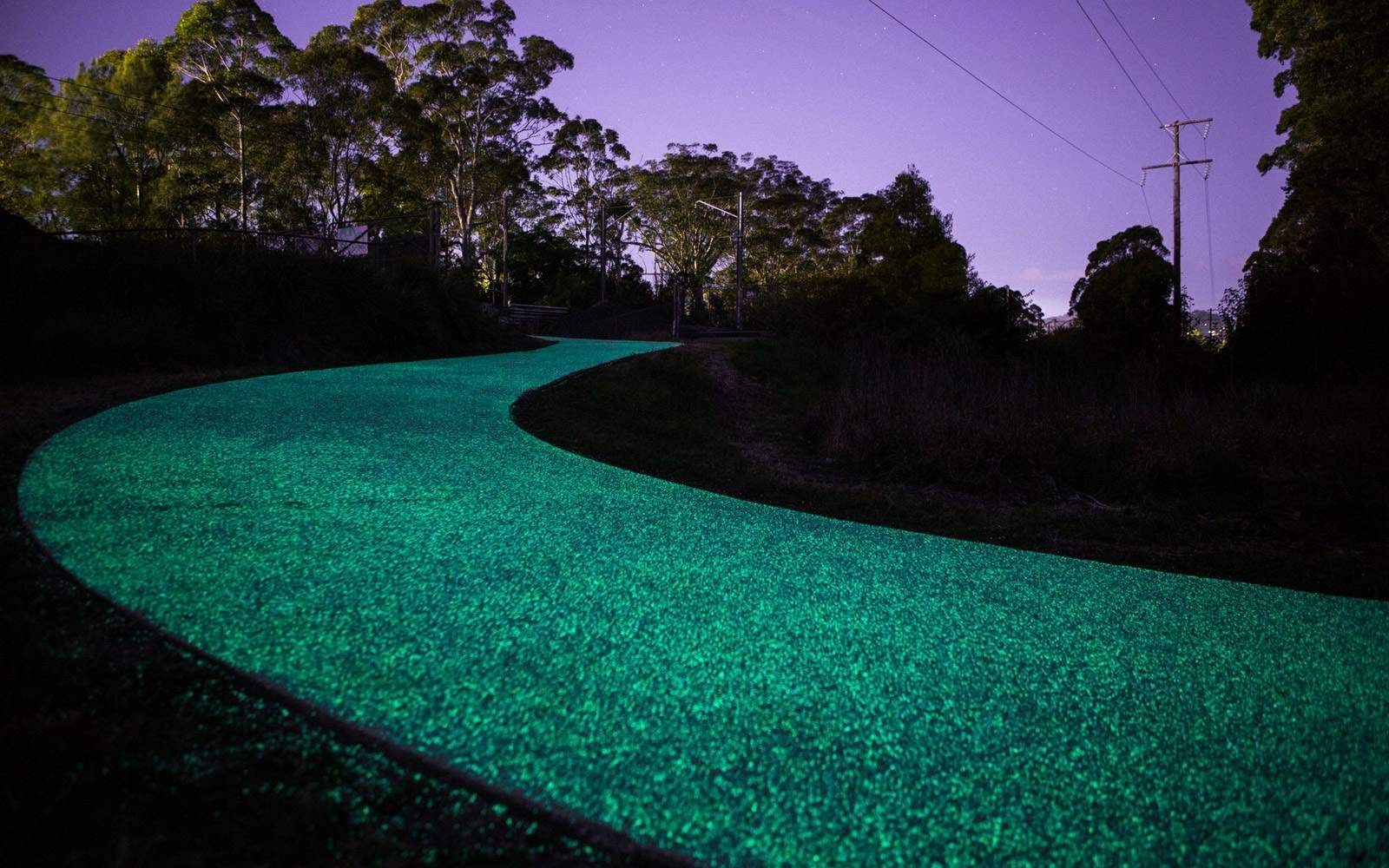 Glow-in-the-dark bike paths to be trialled at Bruce from next week ...
