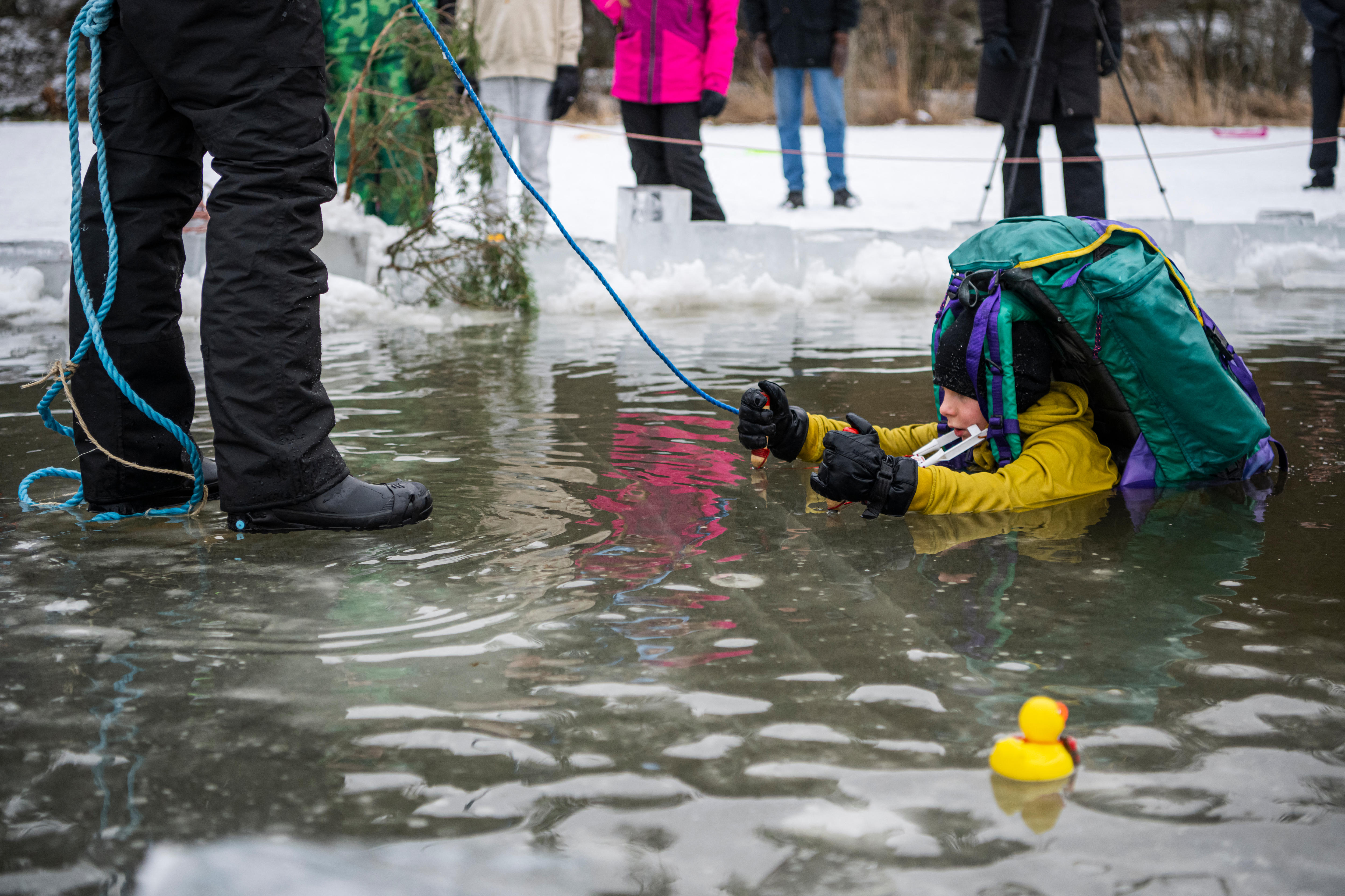 Swedish kids take the plunge in icy lake survival lessons - ABC News