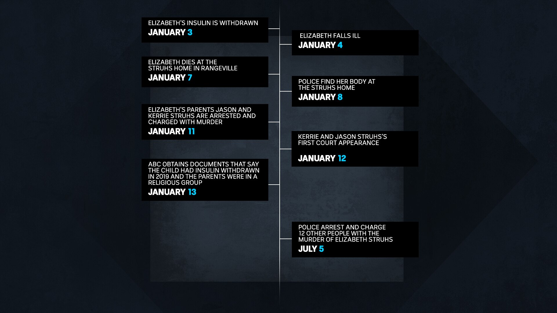 Fourteen people are accused of murdering Elizabeth Struhs. Here's what ...