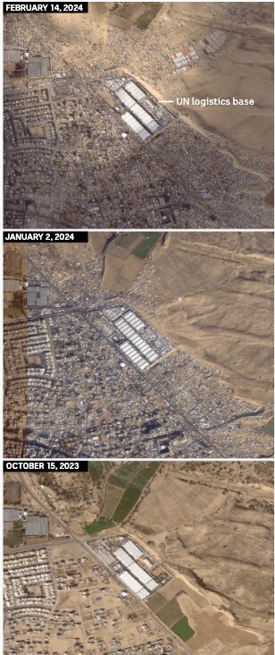 Among the destroyed buildings and missile craters, thousands of tents ...
