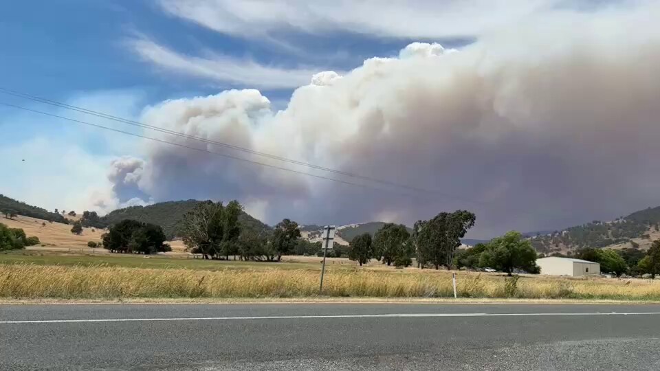 Bushfire smoke viewed from Murray Valley Highway at Bullioh - ABC News