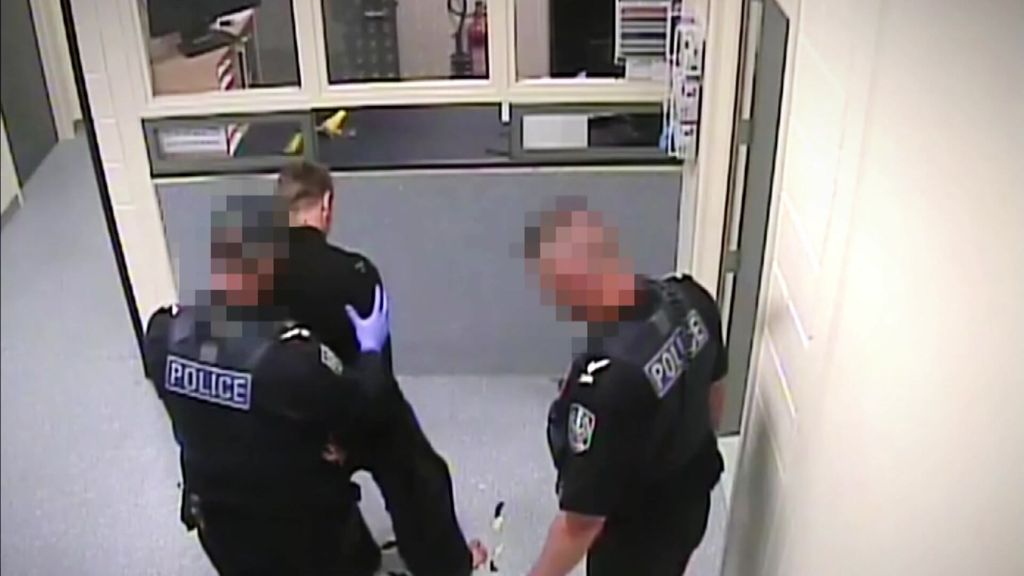 CCTV footage from Victor Harbor Police Station shows the moment Nathan ...