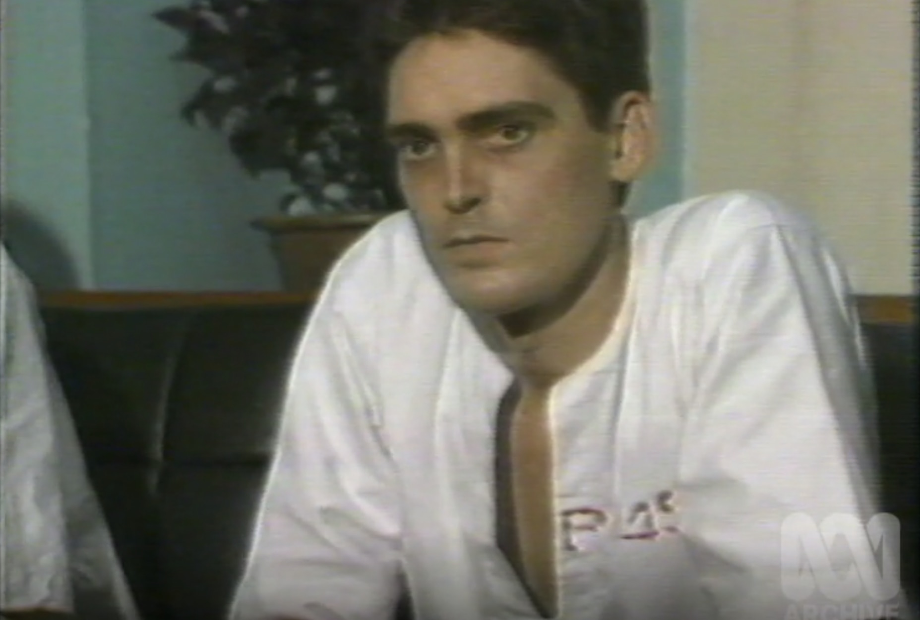 Archival ABC footage of an interview with Kevin Barlow and Brian Geoffrey Chambers in 1985 about ...