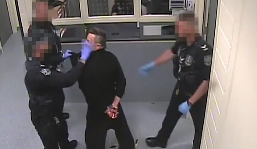 CCTV footage from Victor Harbor Police Station shows the moment Nathan ...