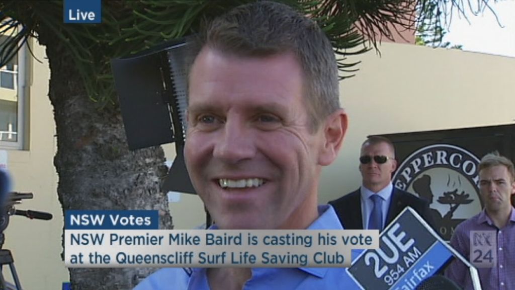 Mike Baird arrives at Queenscliff Surf Life Saving Club to cast his ...