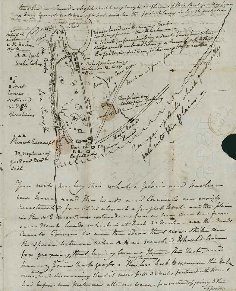 Colonel William Light painting of Adelaide plains being cleared for ...