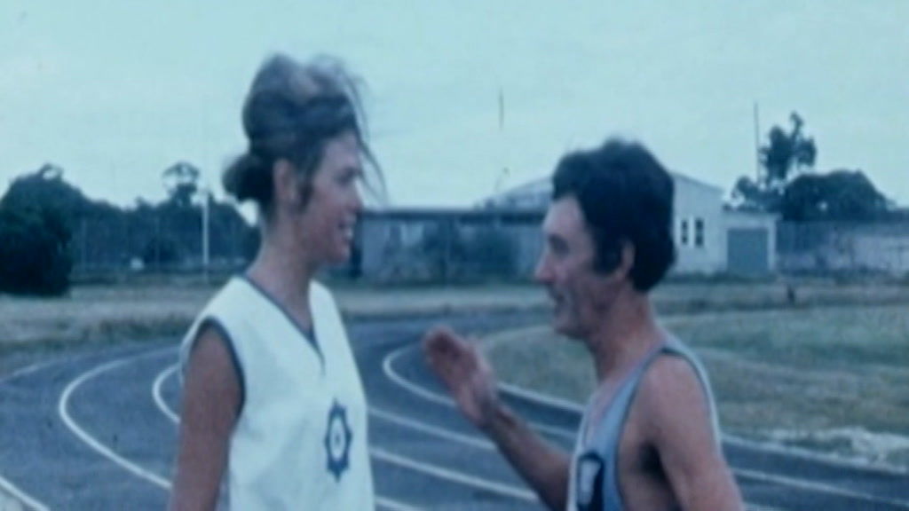 Adrienne Beames trains with her coach - ABC News