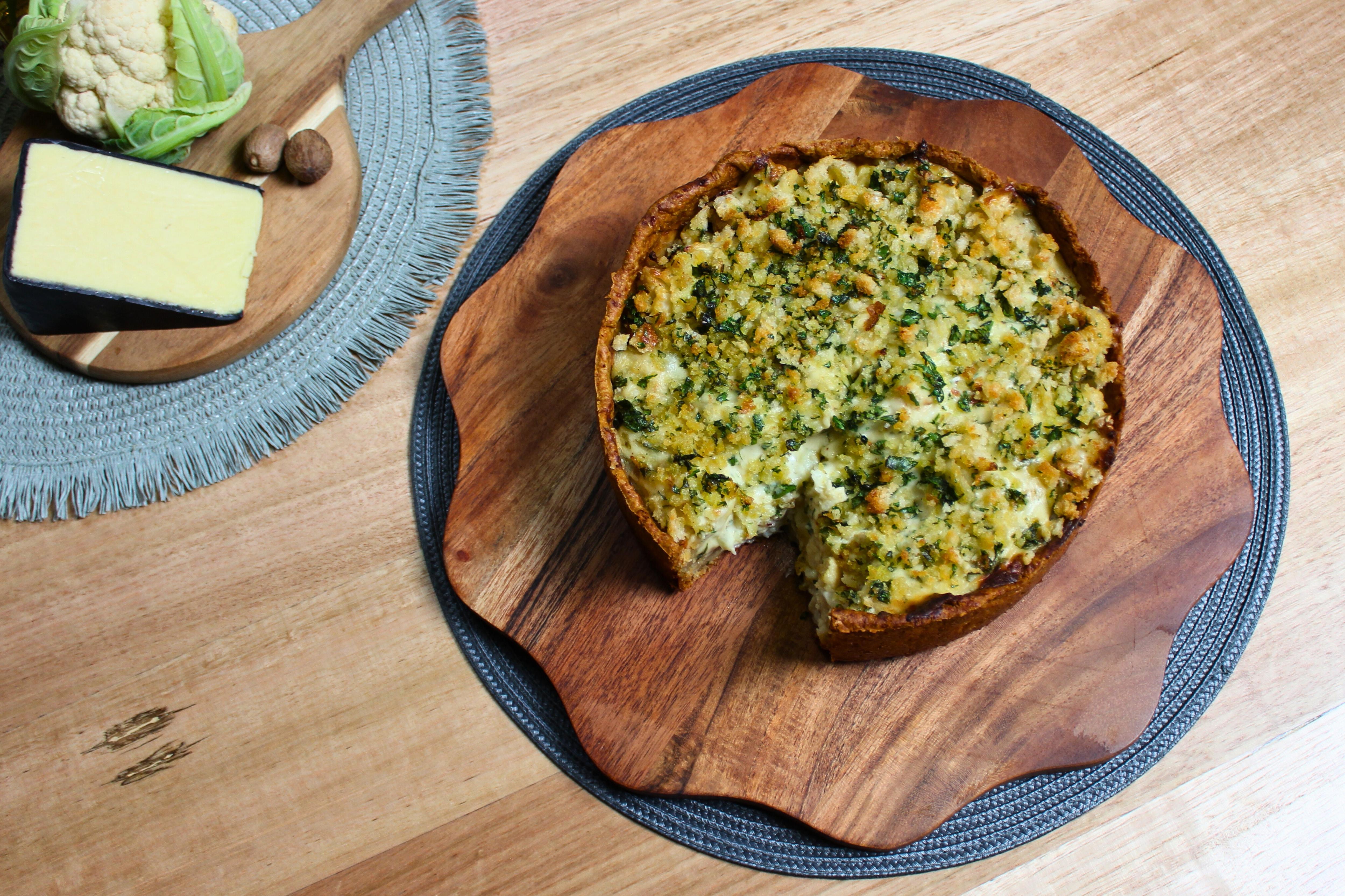 Comforting three-cheese cauliflower pie with crunchy herb topping - ABC ...