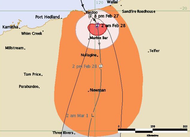 Rusty spares Port Hedland, heads inland - ABC News