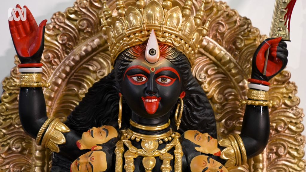 Curator describes sculpture of Hindu goddess Kali stomping on husband ...