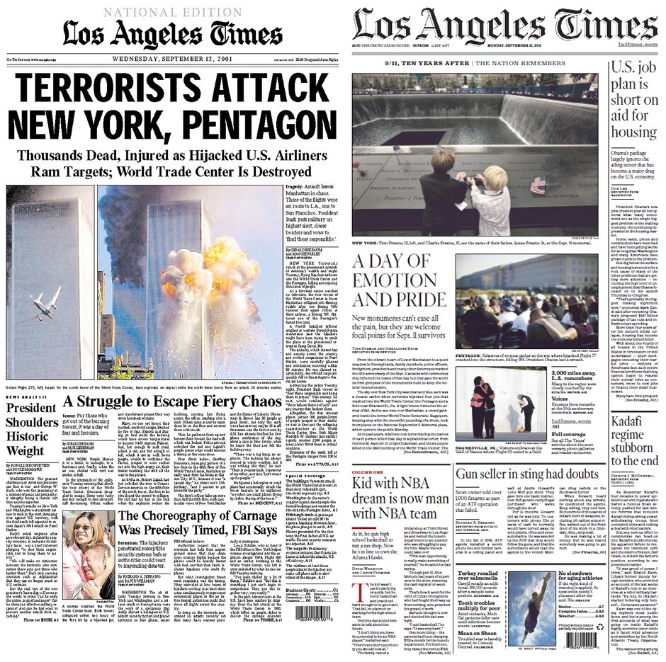 Then and now: September 11 front pages - ABC News