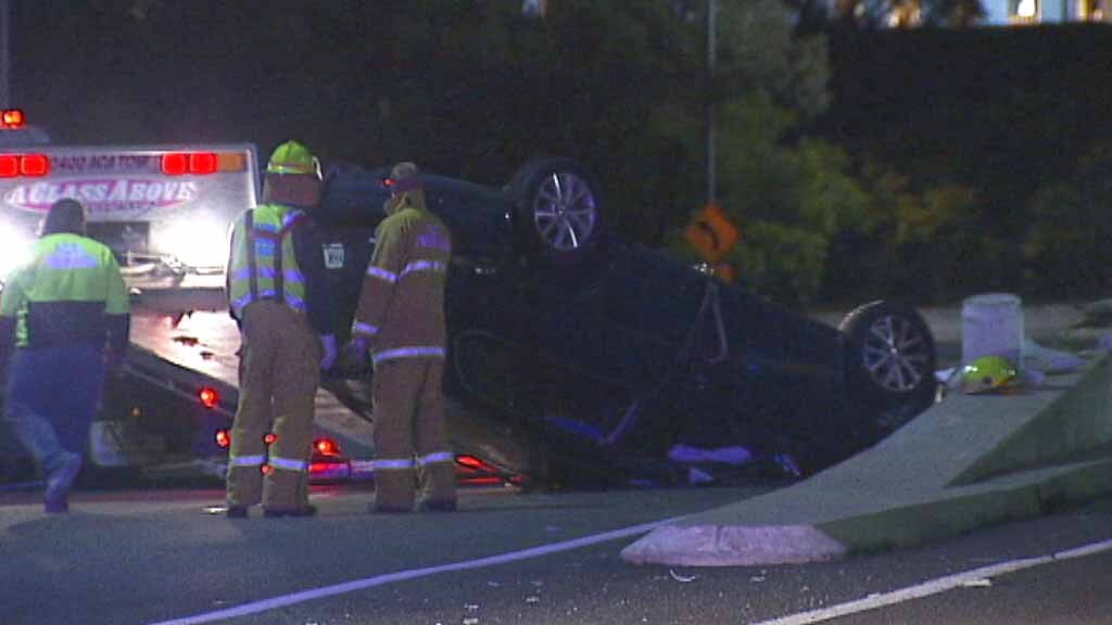 Car crashes into barrier, flips on Commonwealth Avenue near Parliament ...