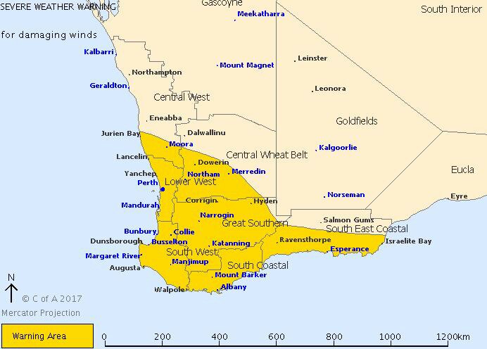 WA weather: Bureau warns worst of wild conditions forecast for Sunday ...