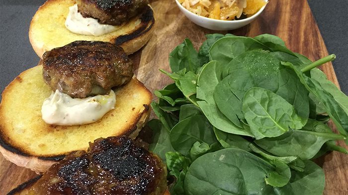 Moroccan lamb burgers with harissa mayo - ABC News