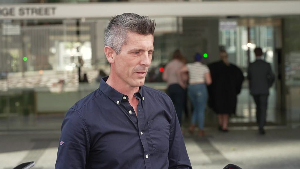 Lee Lovell speaking outside court - ABC News