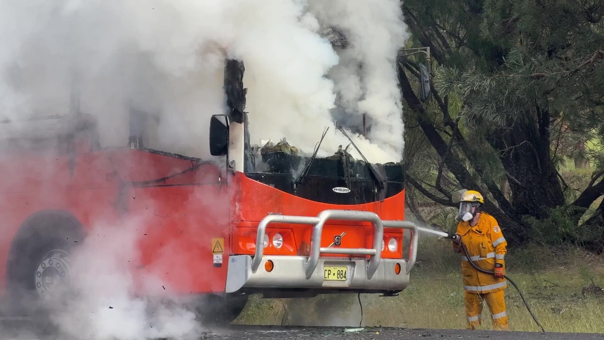 School bus on fire - ABC News