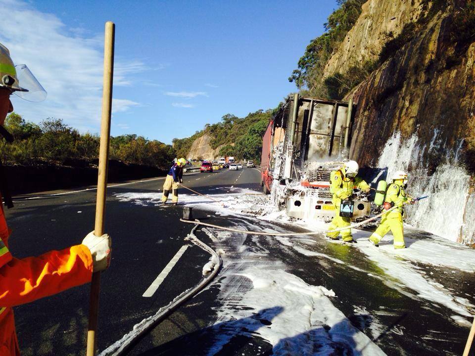 Truck carrying wine destroyed by fire on Pacific Highway in Sydney ...