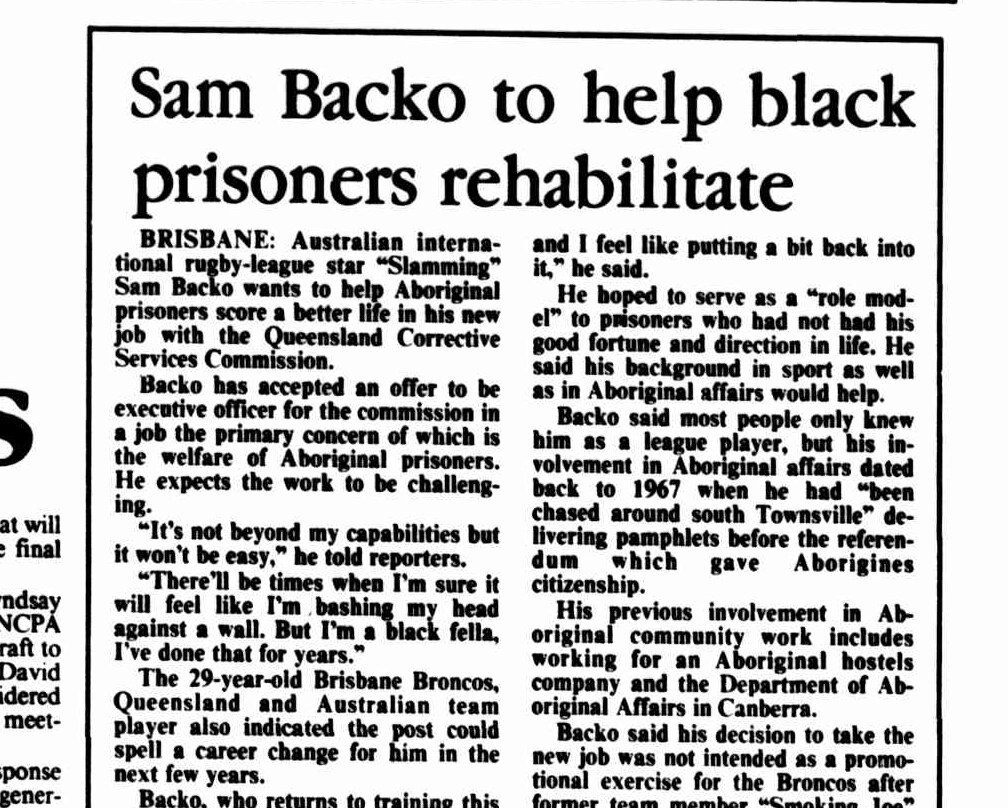 Rugby league great Sam Backo dies after battle with melioidosis - ABC News