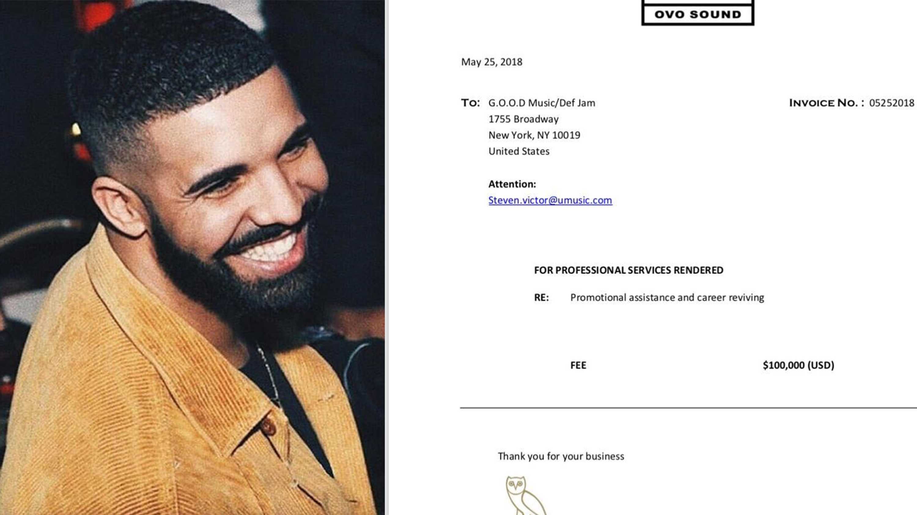 Drake fires back at Pusha-T and Kanye with new track, invoice. - triple j
