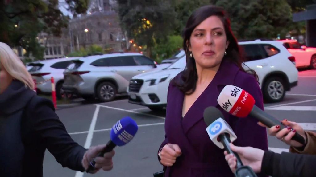Moira Deeming speaks to journalists at parliament on Thursday - ABC News