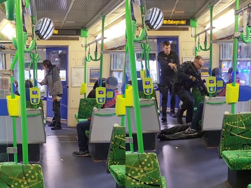 Police arrest and charge man with armed robbery after dramatic tram ...