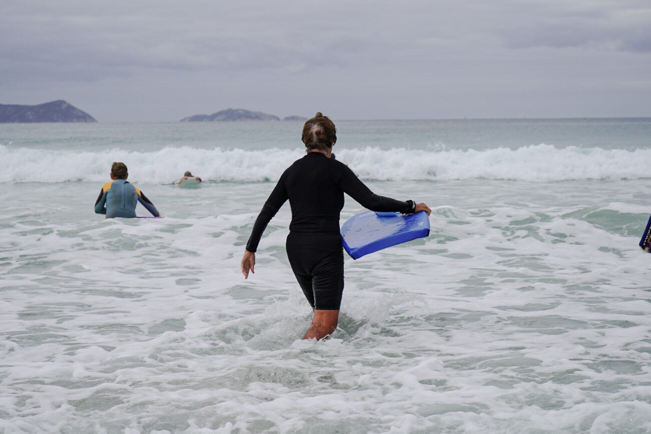 Granny Grommets riding the waves of Western Australia's south coast ...