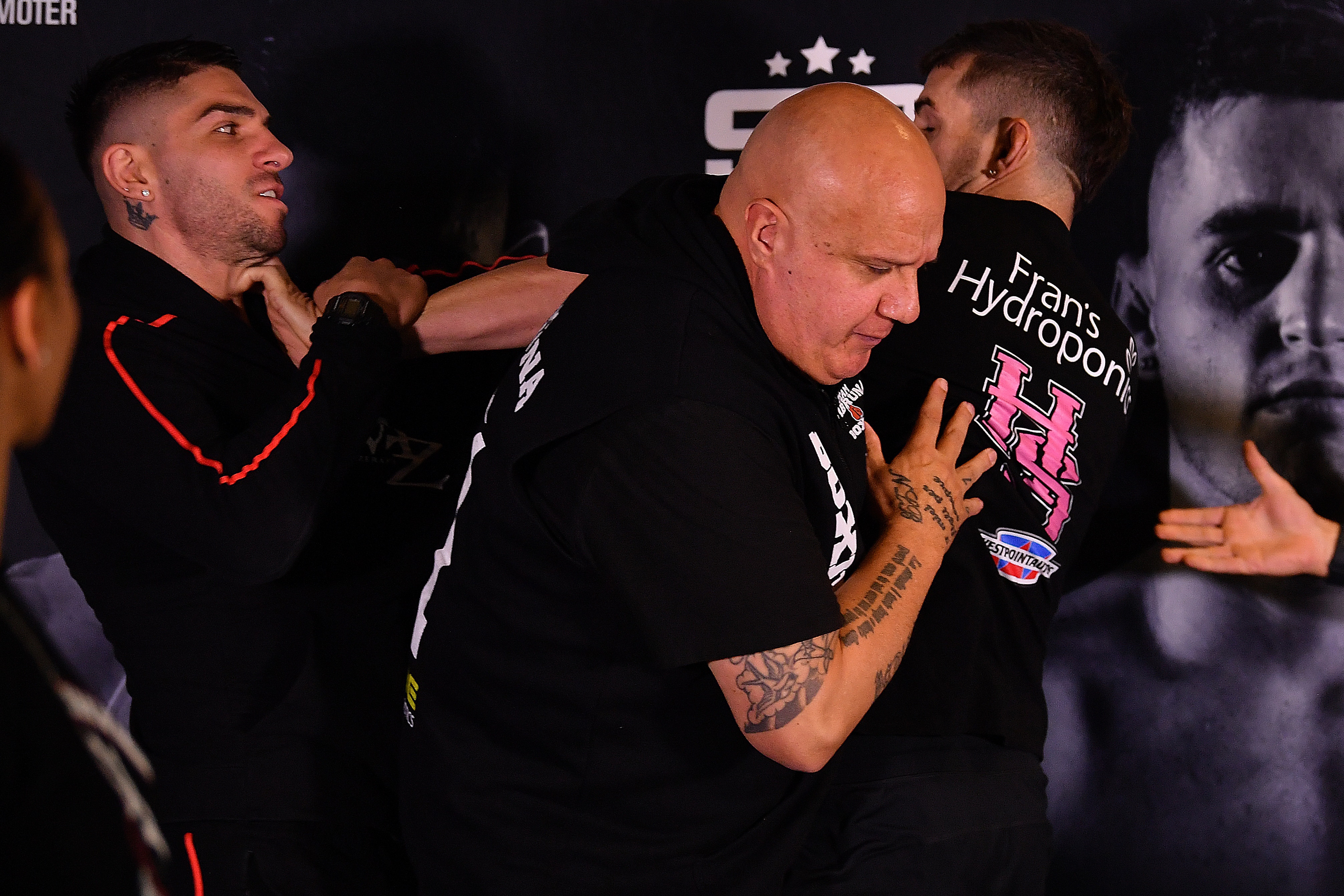 Michael Zerafa and Issac Hardman fight at weigh-in press conference ...