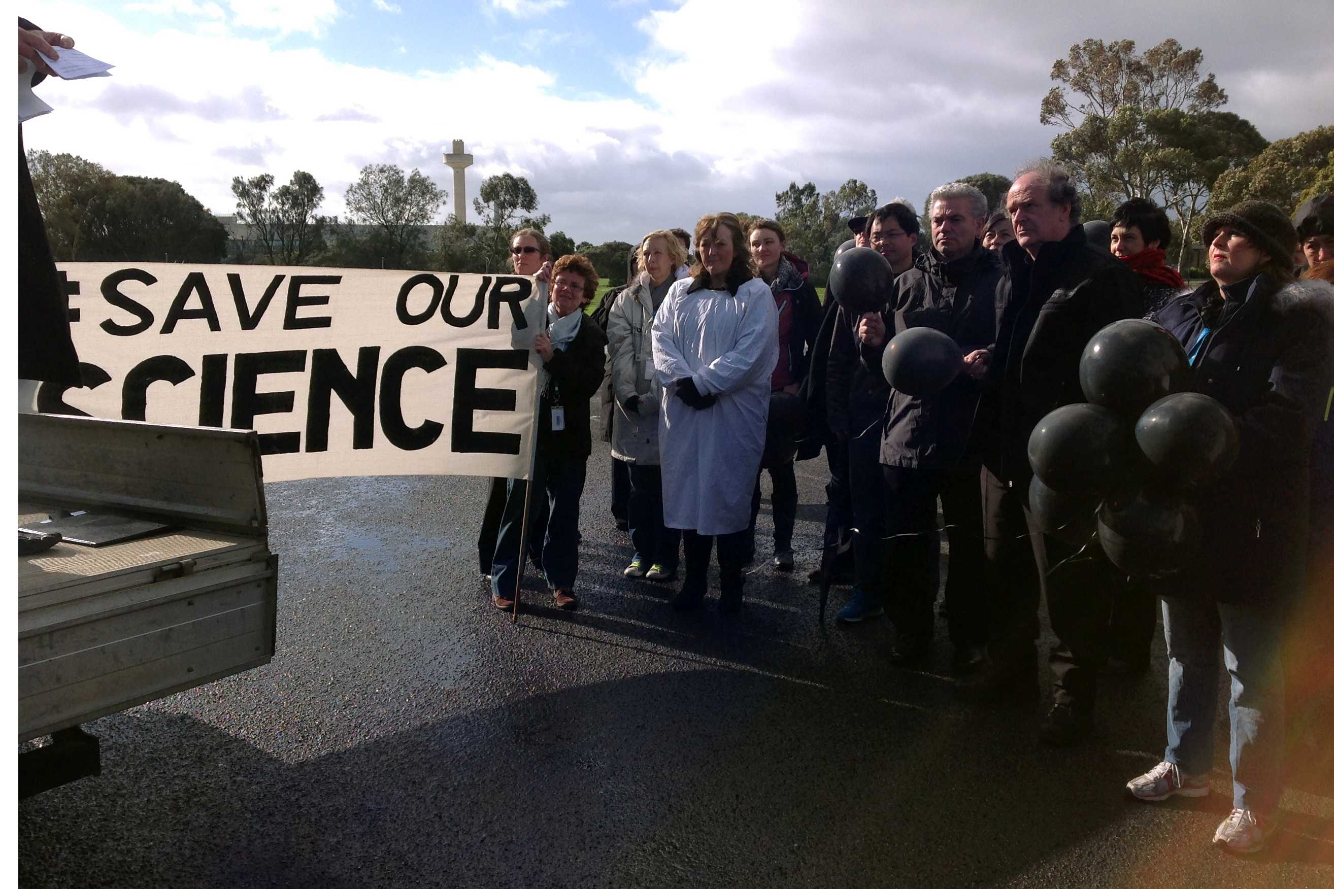 CSIRO staff protest federal budget science cuts in Geelong, as part of ...
