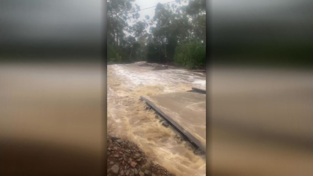 Heavy rain washed away an unfinished bridge at Spring Beach, Orford ...