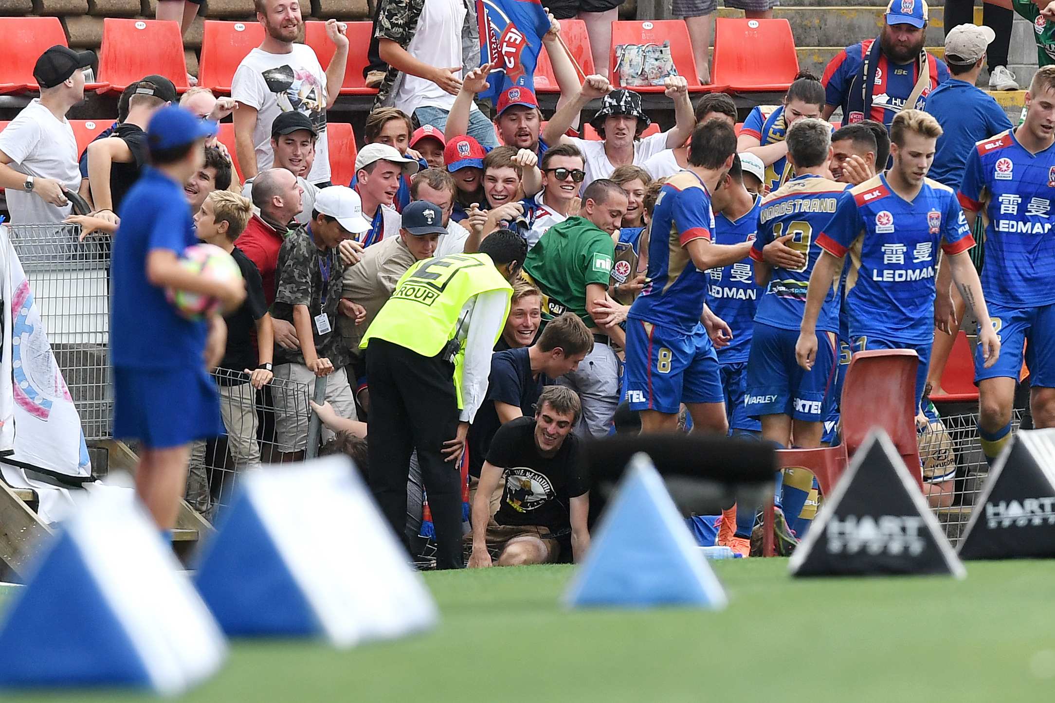 A-League fans unhurt after fence collapse amid Newcastle Jets goal ...
