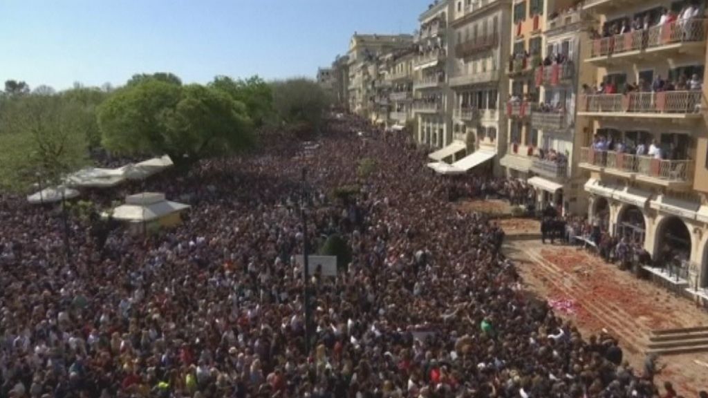 Tradition of pot-smashing marks religious holiday on Corfu island - ABC ...
