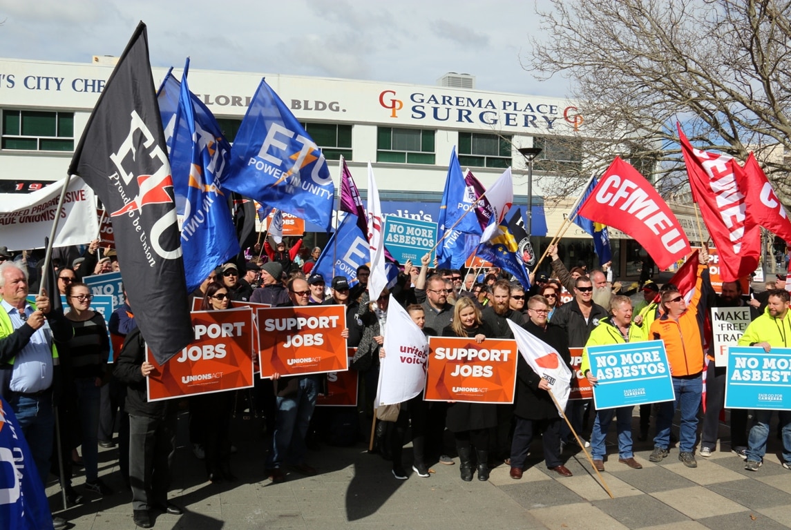 Union members rally against China-Australia Free Trade Agreement in ...