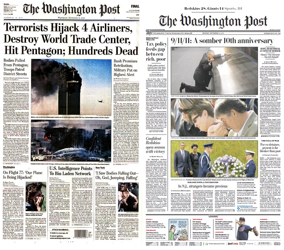 Then and now: September 11 front pages - ABC News